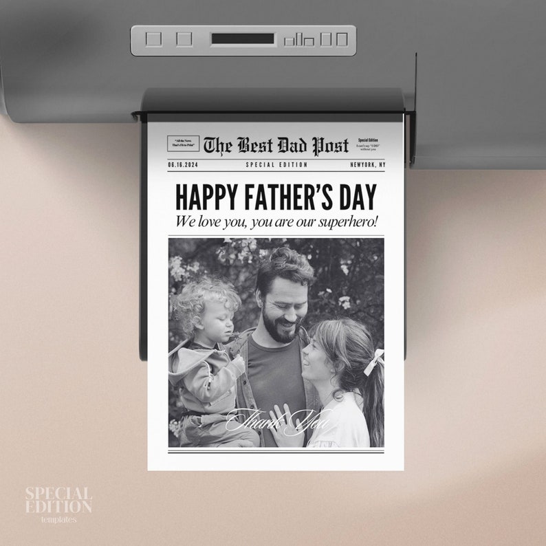 Newspaper Father's Day Canva Template, First Fathers Day DIY Gift for ...