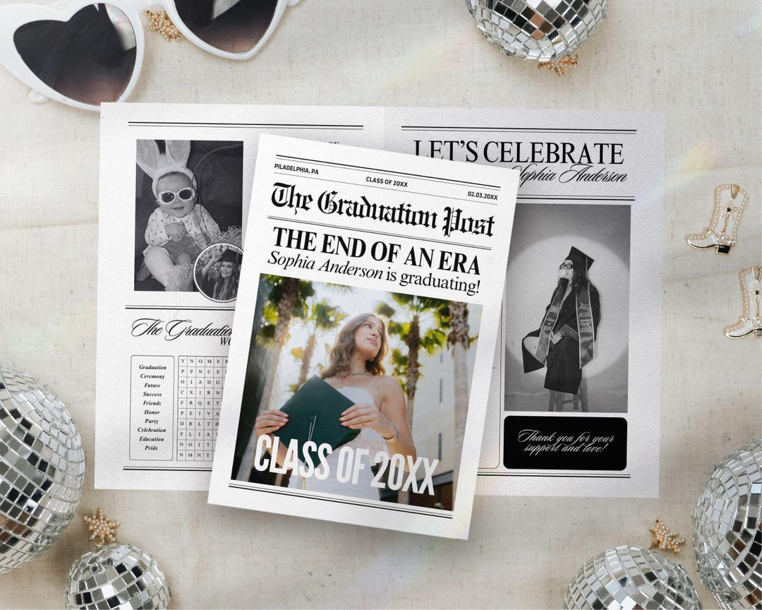 Canva Graduation Newspaper Template, Editable Newspaper Graduate, Large ...