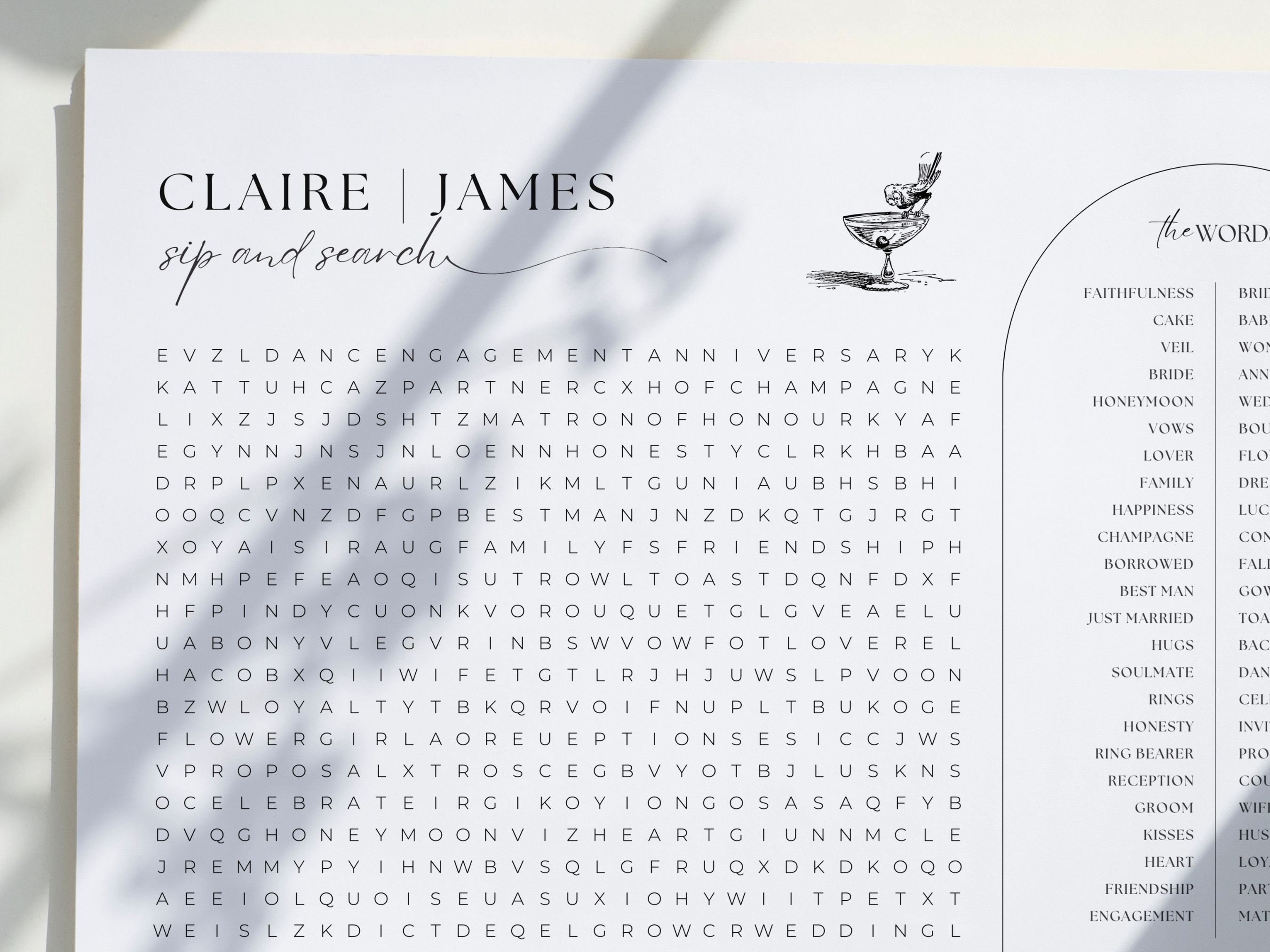 Editable Wedding Word Searchcanva Wedding Crossword Puzzle - Etsy UK