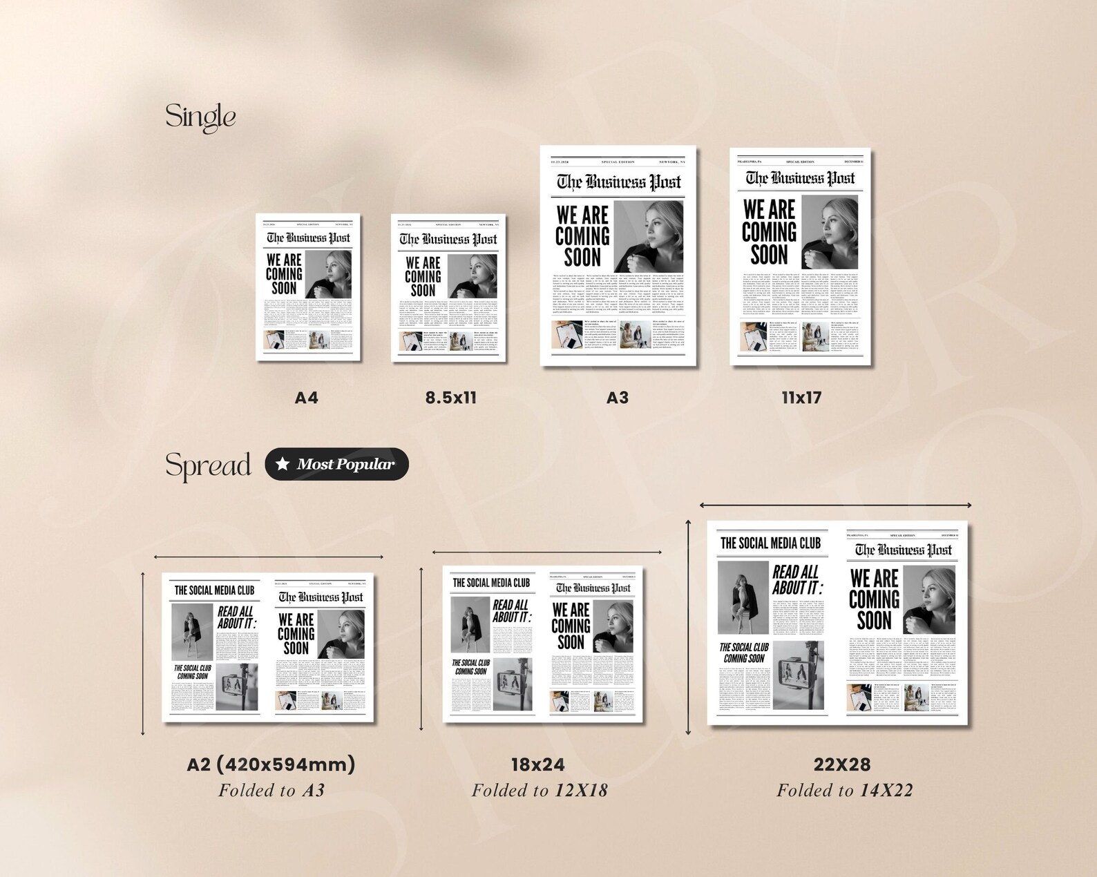 Editable Canva Business Newspaper Template, Large Newspaper New ...