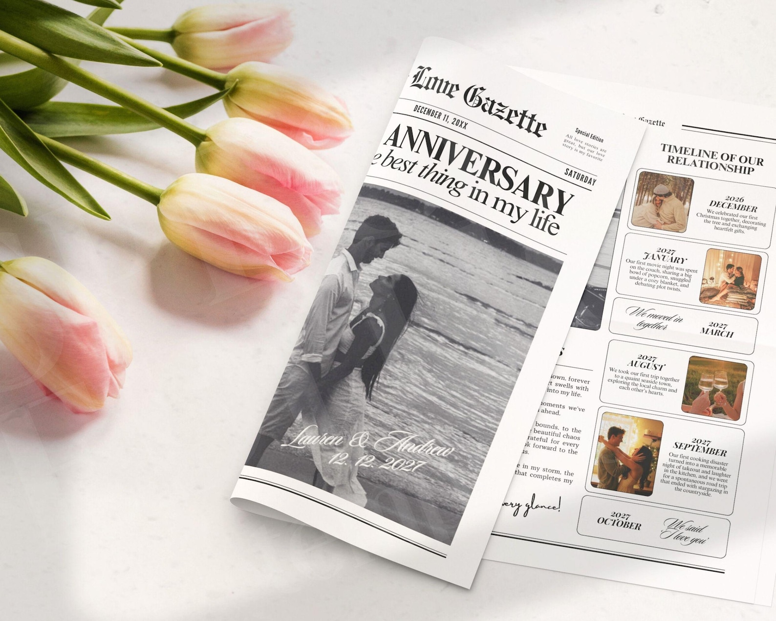 Couple Anniversary Newspaper Template, First Anniversary Gift for Wife ...