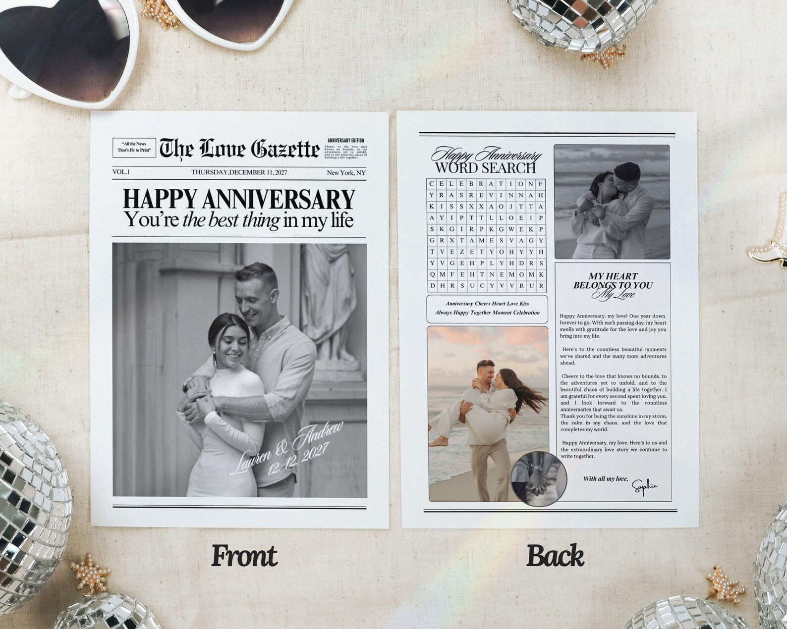 Canva Anniversary Newspaper Template, First Anniversary Card, One Year ...