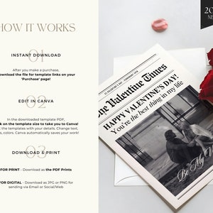 Canva Valentines Day Newspaper Template, Editable Newspaper Valentines ...