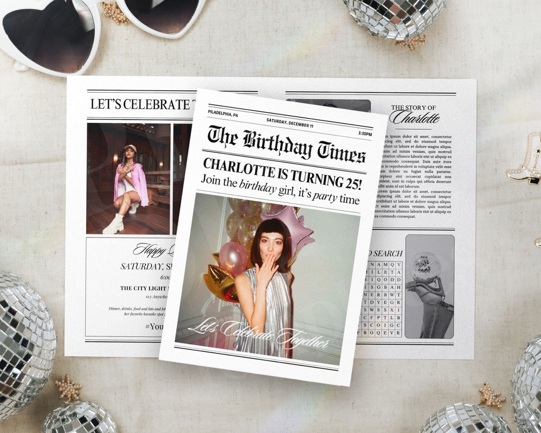 Canva Birthday Newspaper Template, Custom Newspaper for Photoshoot, Happy Birthday Announcement ...