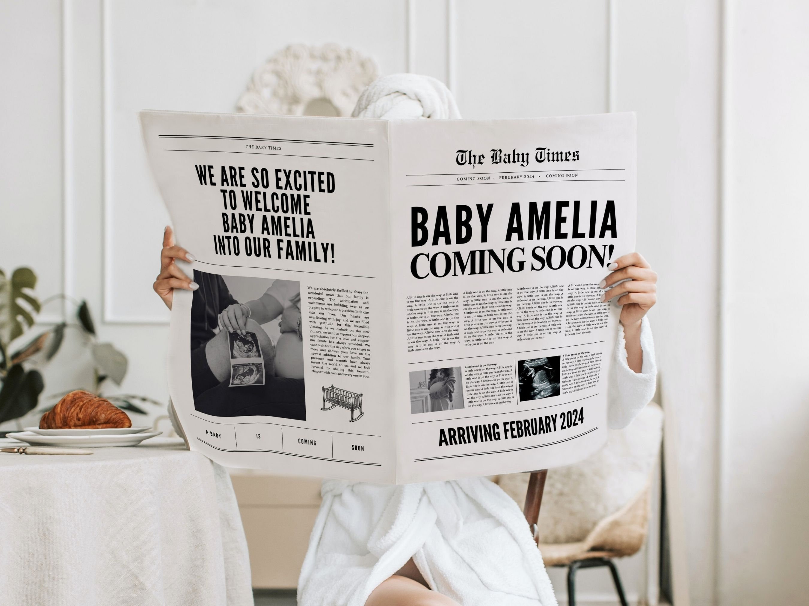 Canva Newspaper Pregnancy Announcement, Large Newspaper Baby ...