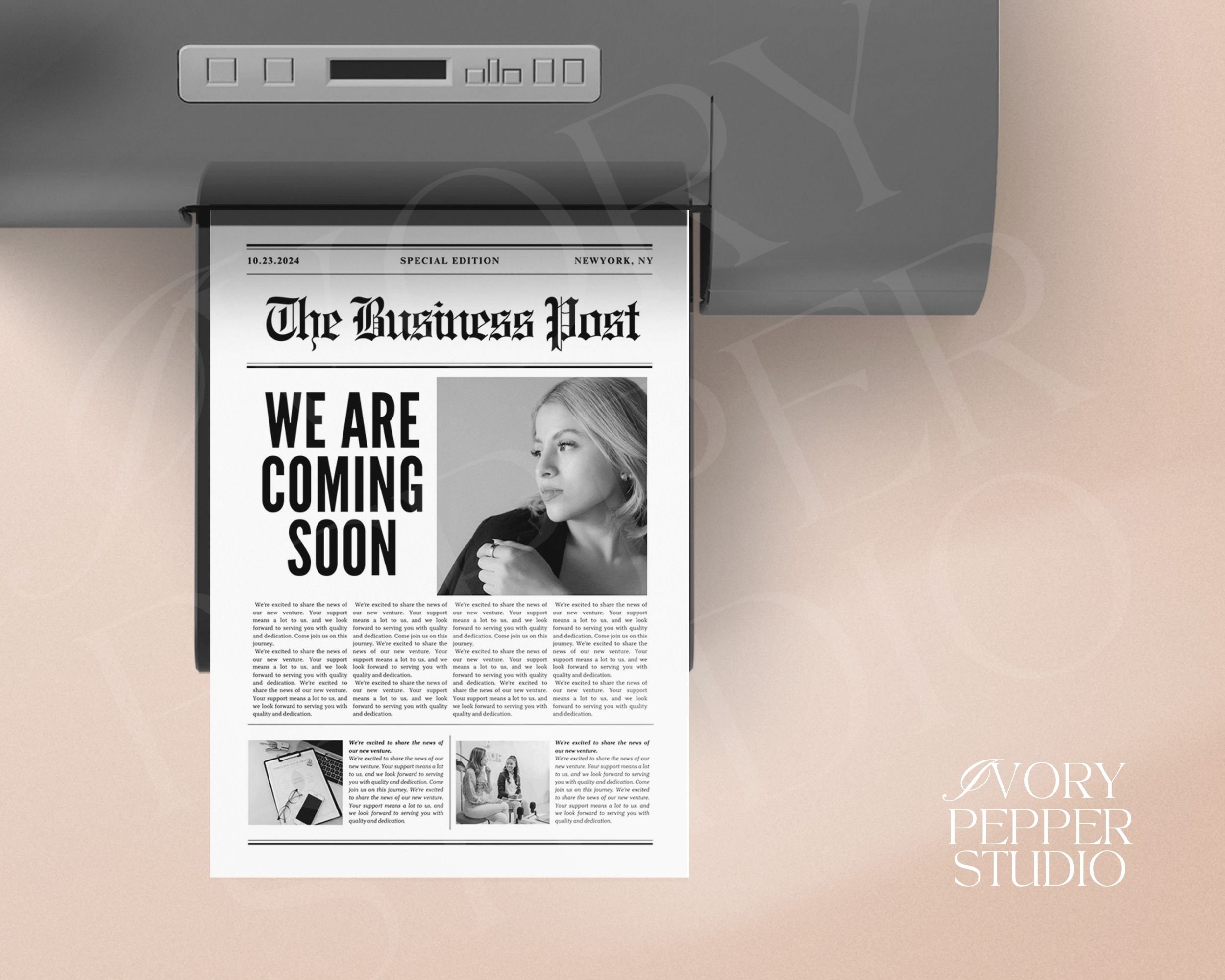 Editable Canva Business Newspaper Template, Large Newspaper New ...