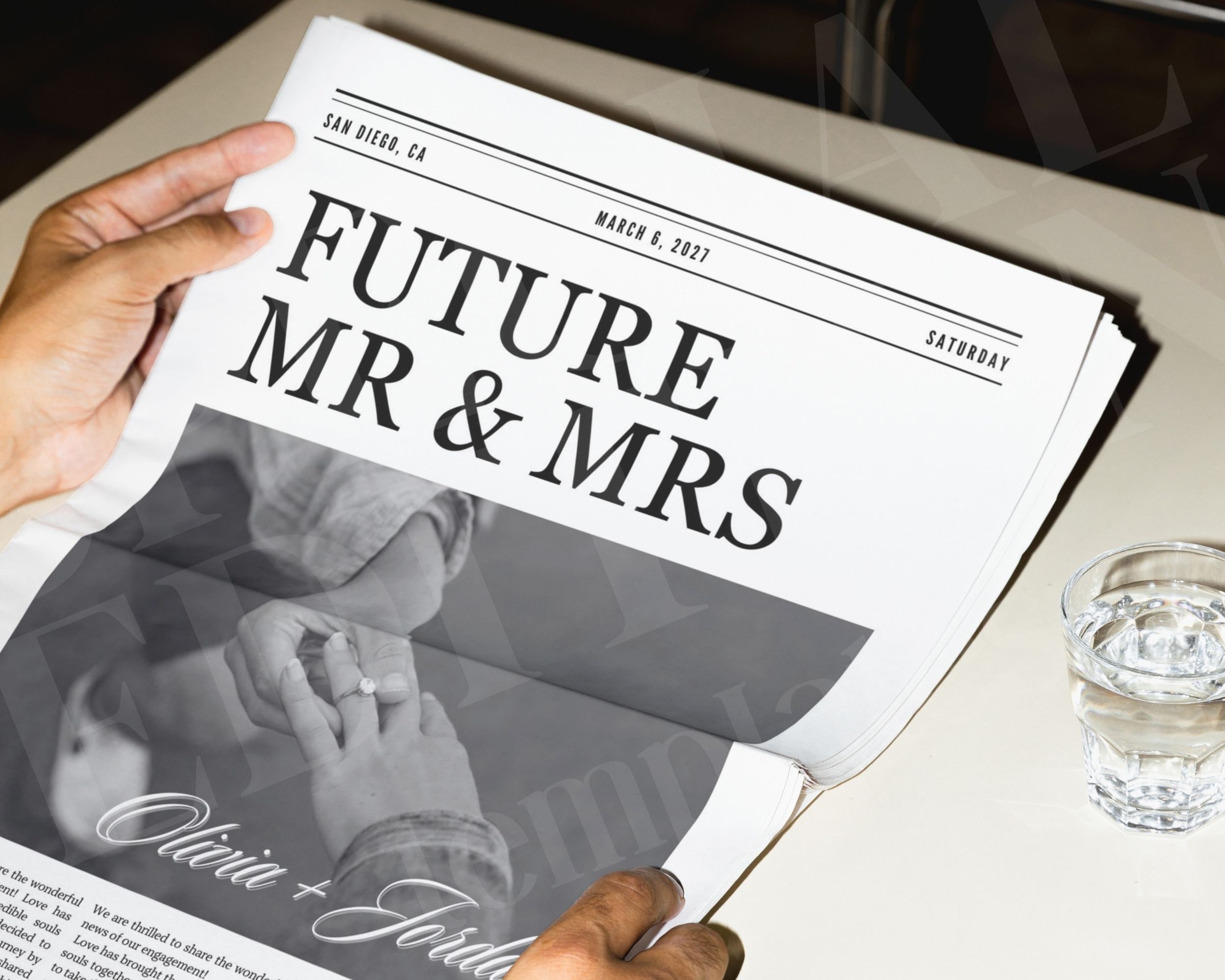 Canva Engagement Newspaper Template, Editable Future Ms and Mrs ...