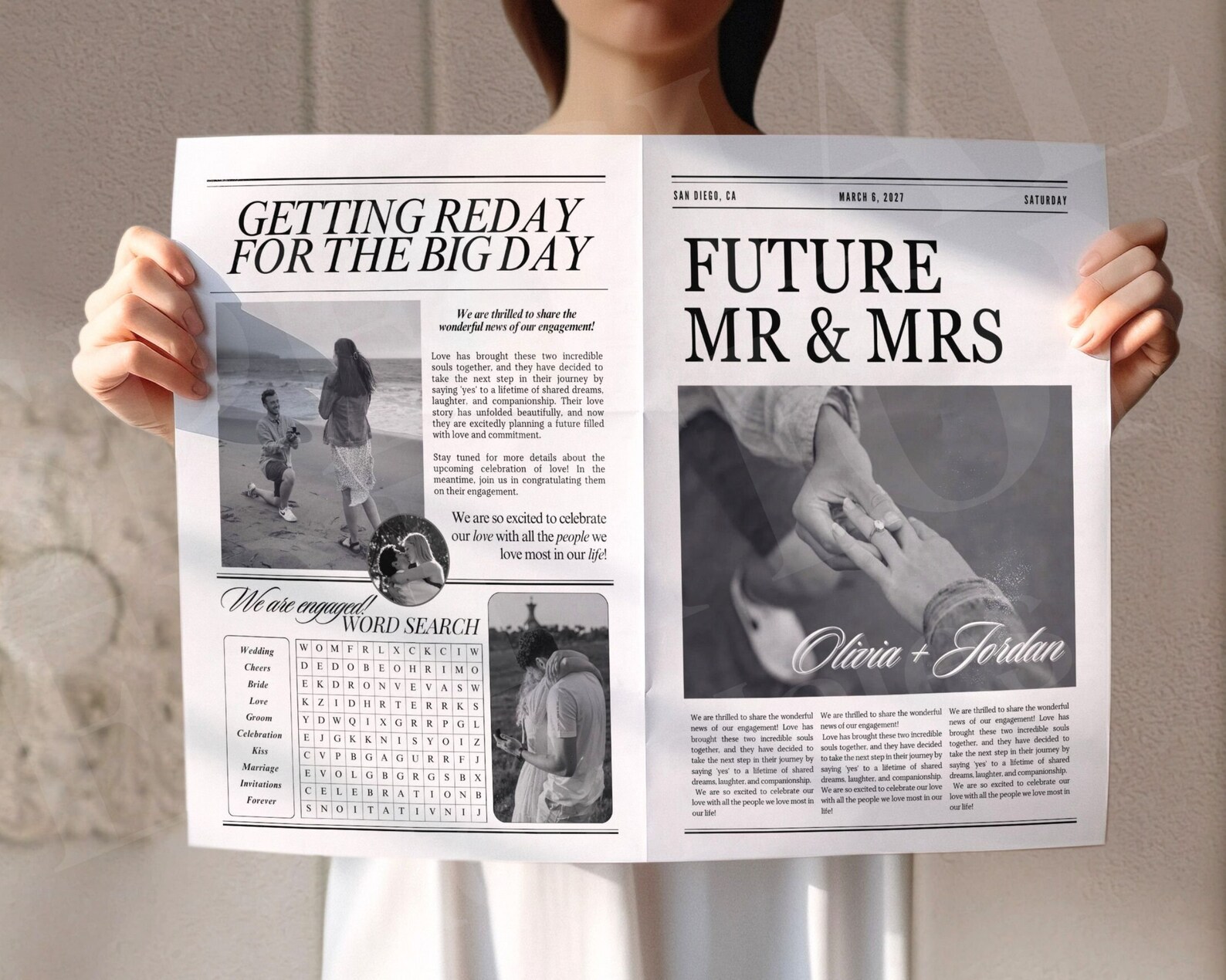 Canva Engagement Newspaper Template, Editable Future Ms and Mrs ...