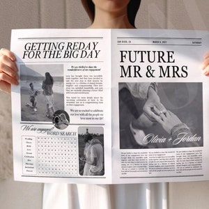 Canva Engagement Newspaper Template, Editable Future Ms and Mrs ...