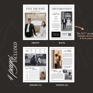 Wedding Save the Date Newspaper Template, Canva Newspaper Save the Date ...