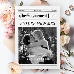 Canva Wedding Engagement Newspaper Template, Editable Newspaper Wedding ...