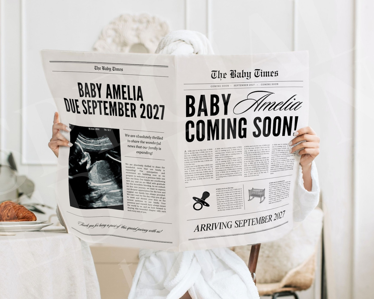 Canva Newspaper Pregnancy Announcement, Large Newspaper Baby ...