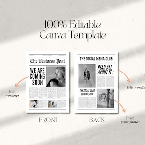 Editable Canva Business Newspaper Template, Large Newspaper New ...