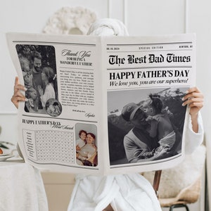 Fathers Day Newspaper Template, First Fathers Day DIY Gift for Husband ...
