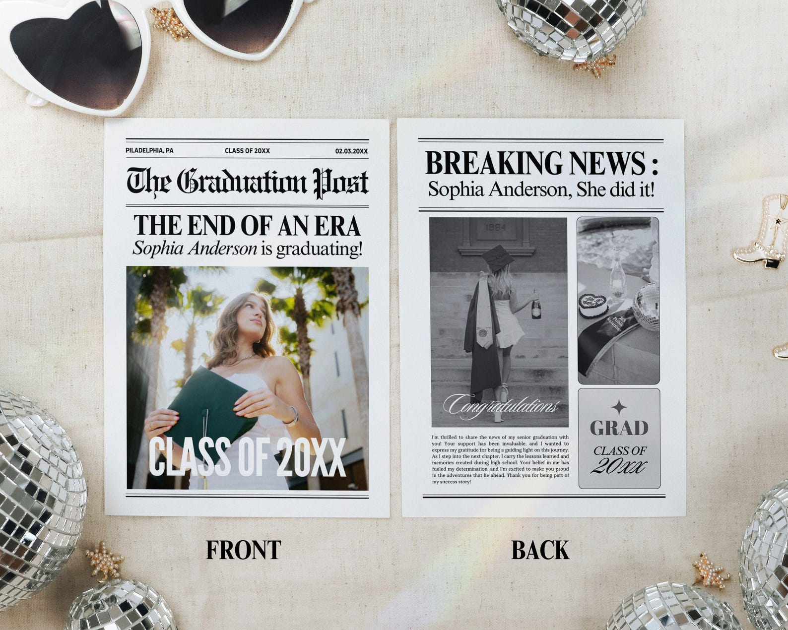 Canva Graduation Newspaper Template, Editable Newspaper Graduate, Large ...
