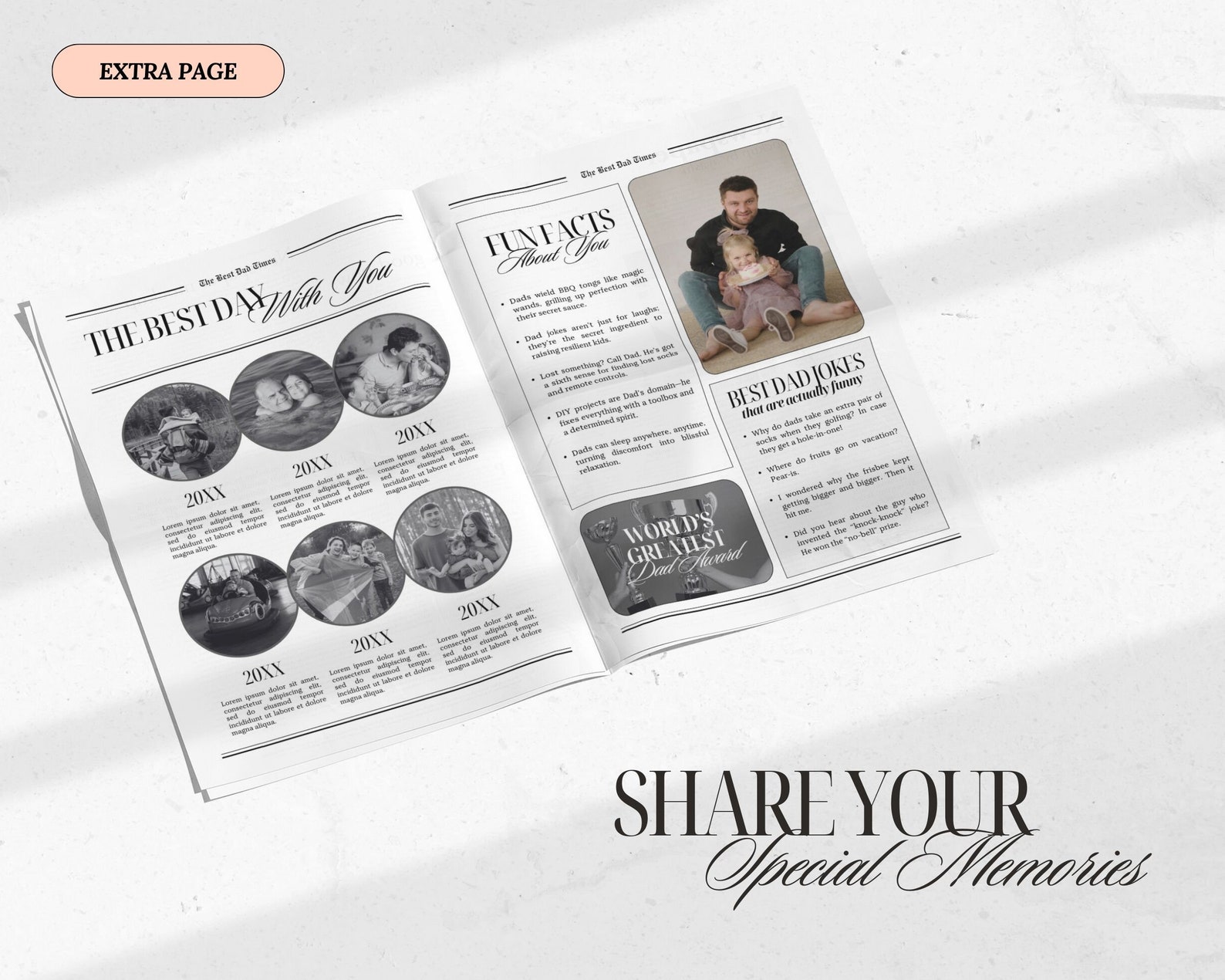 Fathers Day Newspaper Template, First Fathers Day DIY Gift for Husband ...