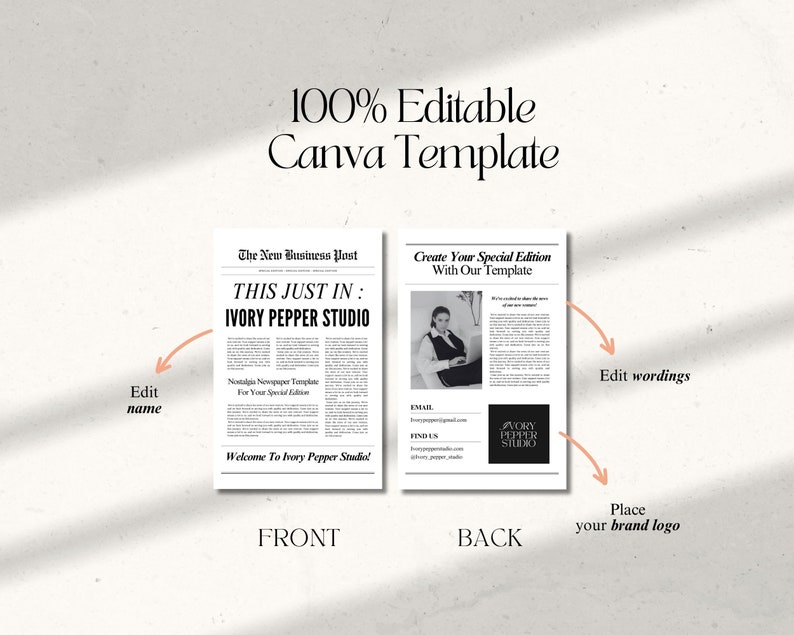 Canva Business Newspaper Template, Editable Large Newspaper New ...