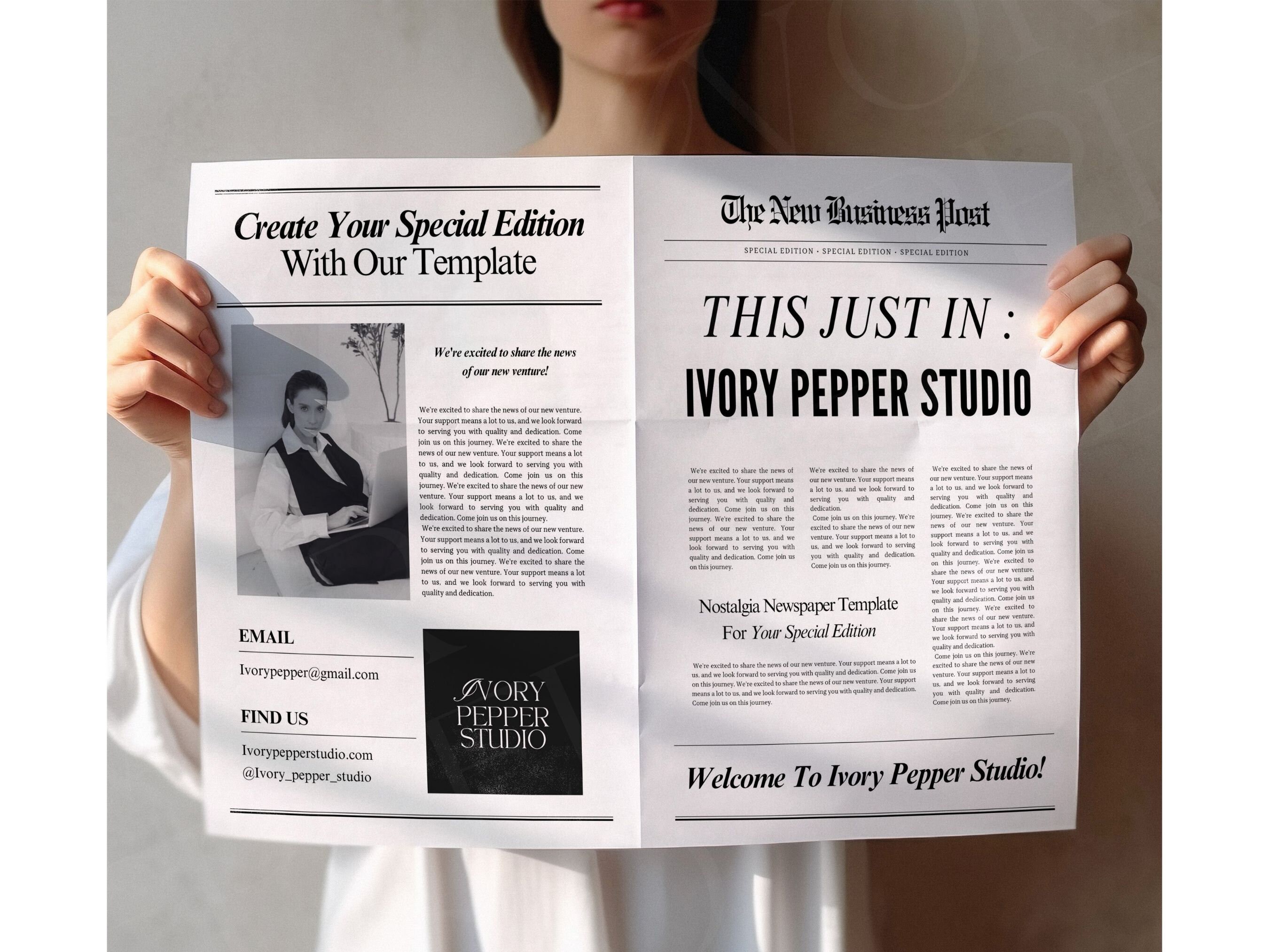 Canva Business Newspaper Template, Editable Large Newspaper New ...