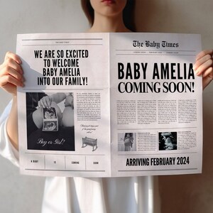 Custom Large Newspaper Baby Announcement, Newspaper Pregnancy ...