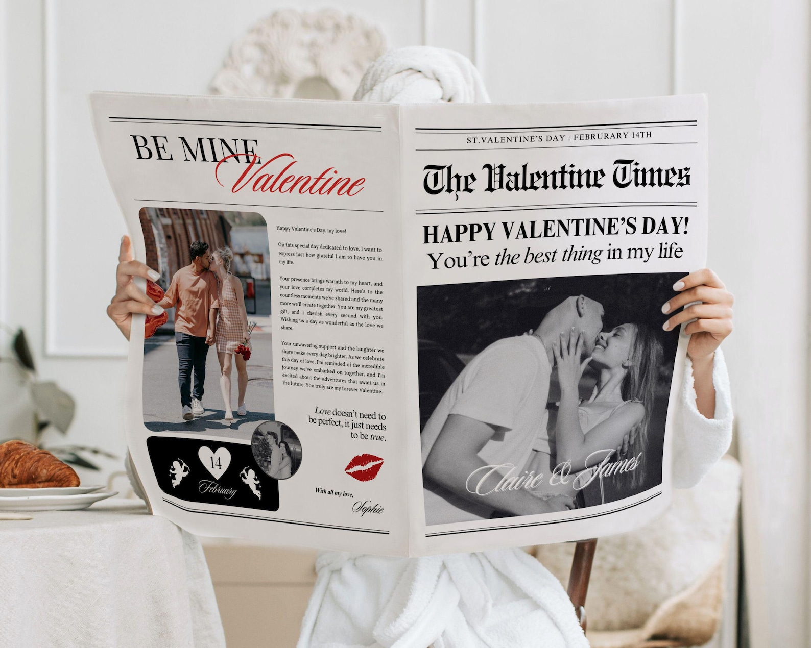 Valentines Day Newspaper Template, Custom Couple Gift, Printable Gifts ...