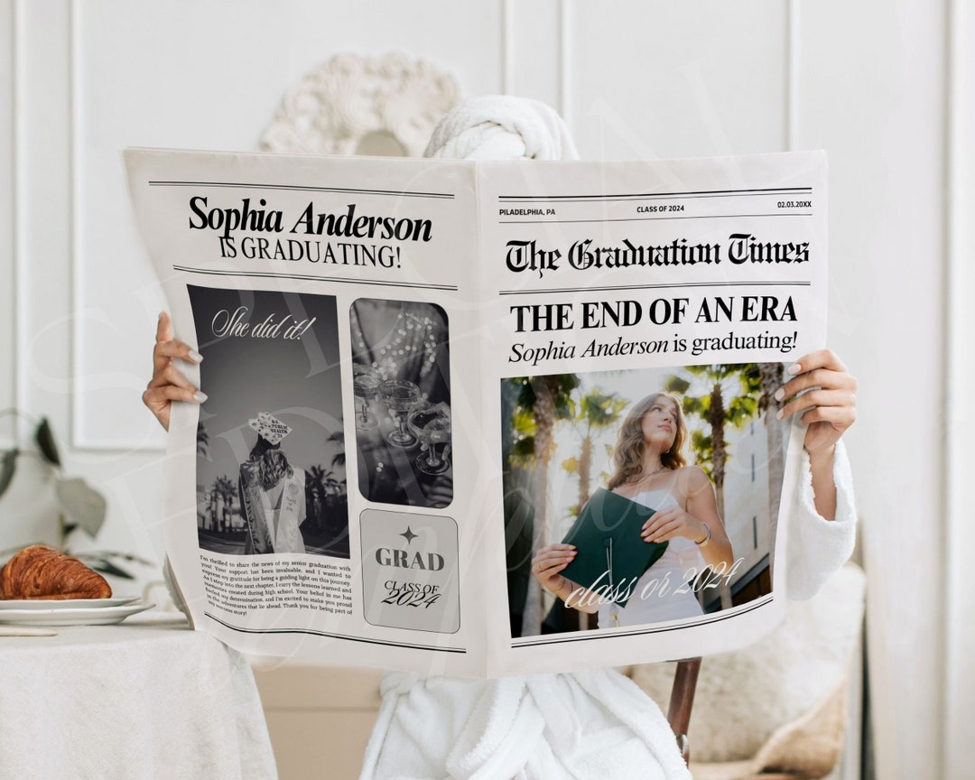 Canva Graduation Newspaper Template, Editable Newspaper Graduate, Large ...