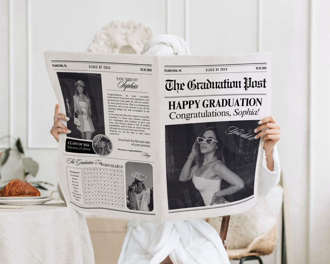 Graduation Newspaper Canva Template, Grad News Paper, Congratulations ...
