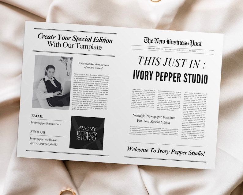Canva Business Newspaper Template, Editable Large Newspaper New ...