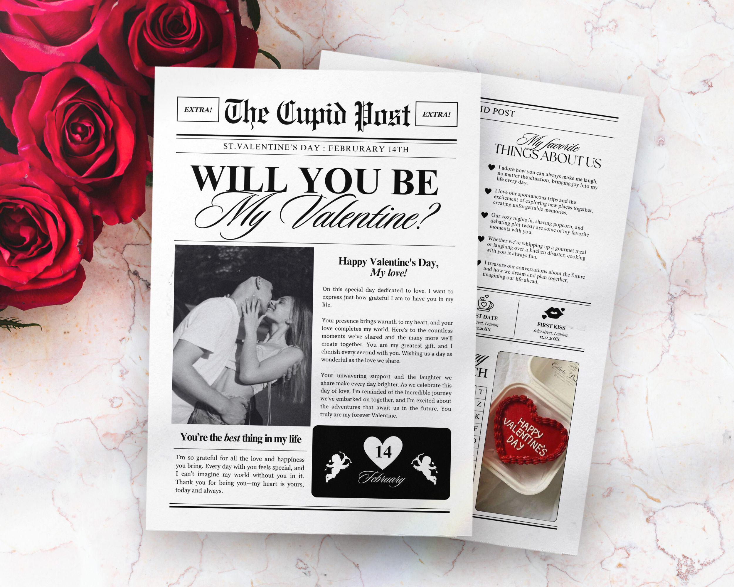 Canva Valentines Day Newspaper Template, the Cupids Post Newspaper ...