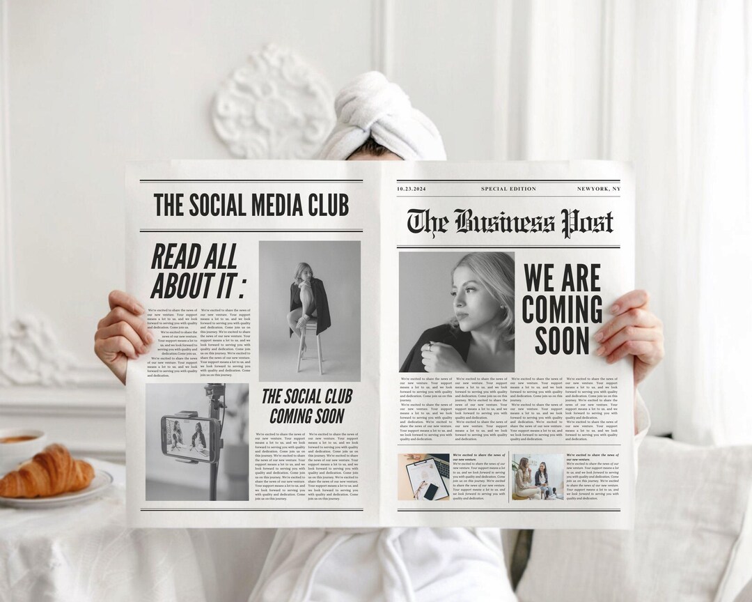 Canva Business Newspaper Template, Custom Newspaper for Social Media ...