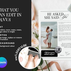 Canva Wedding Engagement Newspaper Template, Editable Newspaper Wedding ...