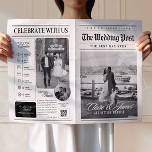 Large Newspaper Wedding Program, Canva Wedding Newspaper Template ...