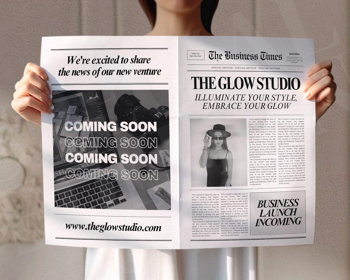 Digital Business Newspaper Announcement, Custom Newspaper Template for ...