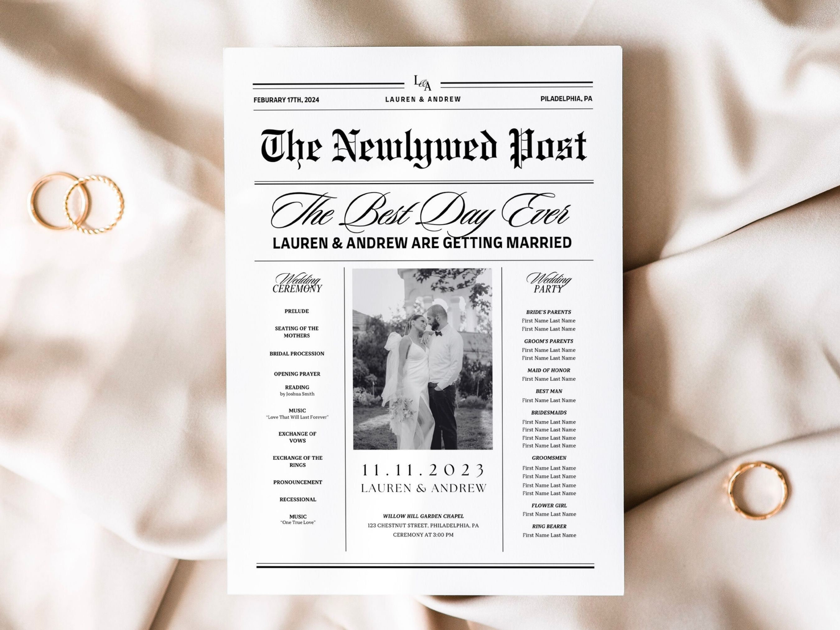 Canva Wedding Newspaper Template Large Newspaper Wedding - Etsy