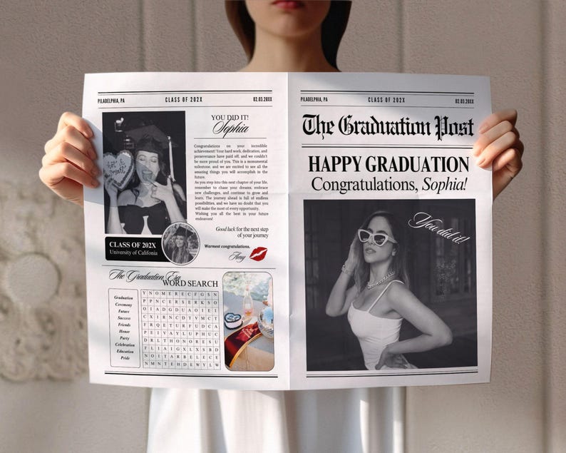 Graduation Newspaper Canva Template, Grad News Paper, Congratulations ...