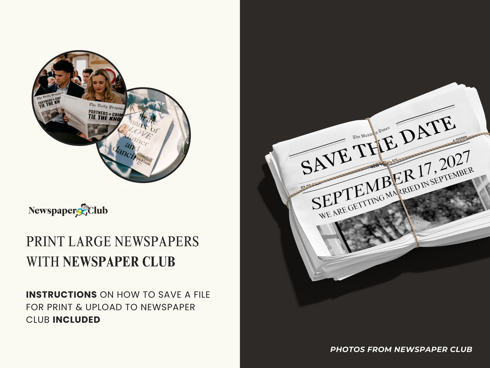 Wedding Save the Date Newspaper Template Canva Newspaper Save - Etsy