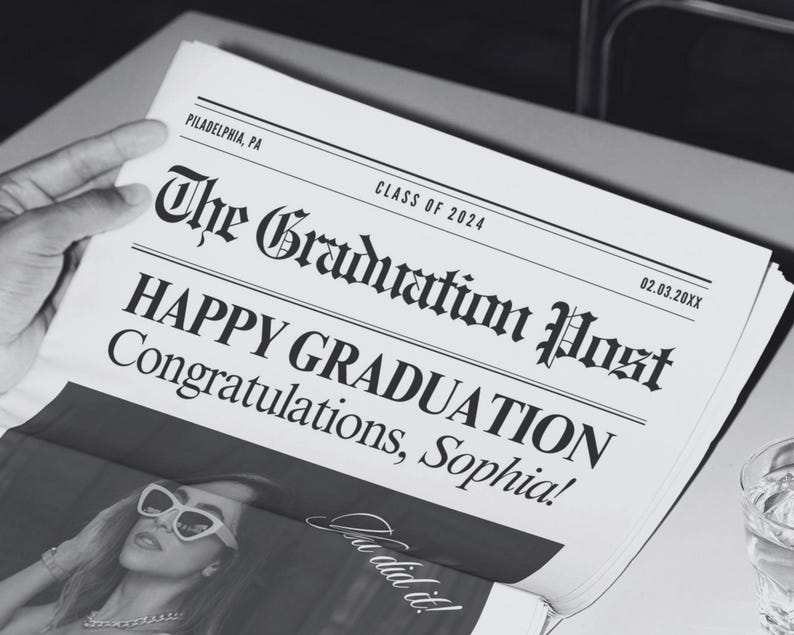 Graduation Newspaper Canva Template, Grad News Paper, Congratulations ...
