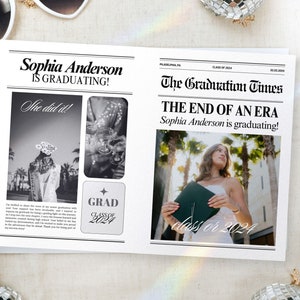 Canva Graduation Newspaper Template, Editable Newspaper Graduate, Large ...