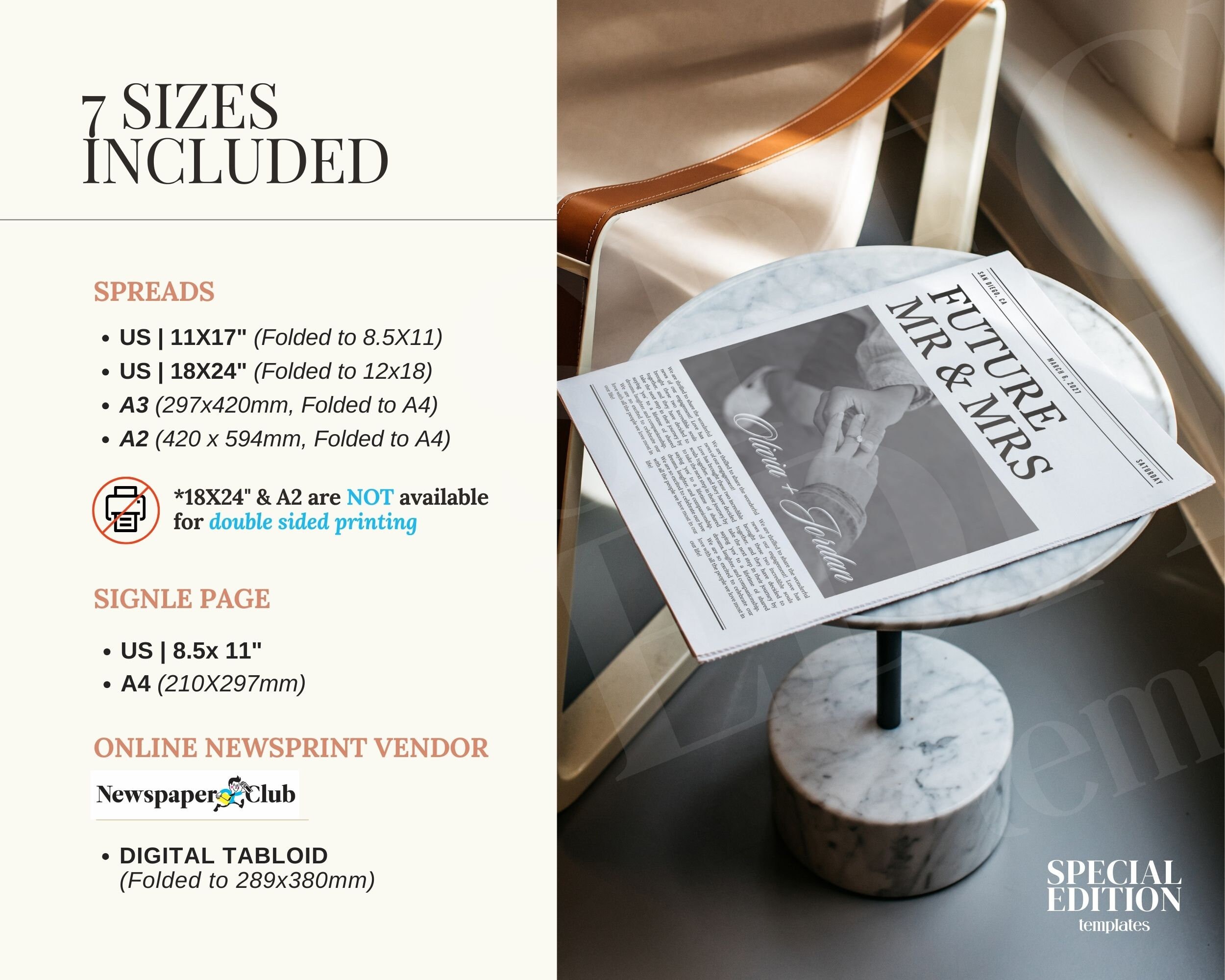 Canva Engagement Newspaper Template, Editable Future Ms and Mrs ...