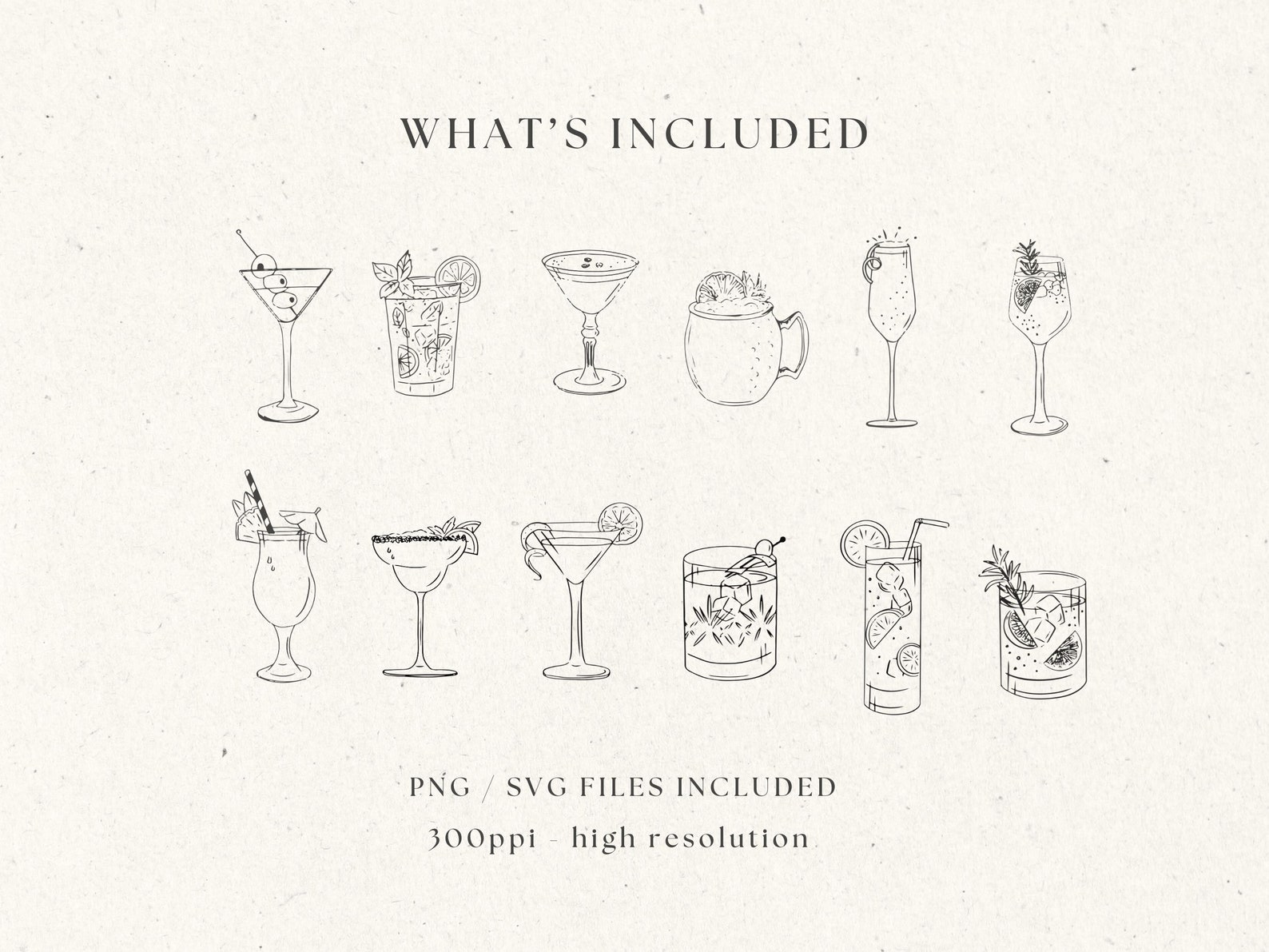 Signature Cocktail Illustration Svg Minimalist Bar Menu - Etsy
