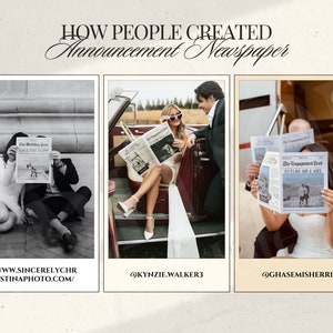 Canva Wedding Engagement Newspaper Template, Editable Newspaper Wedding ...