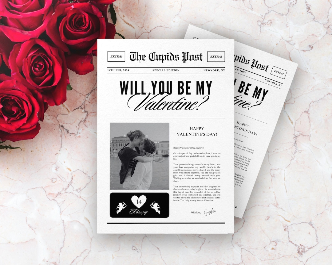 Canva Valentines Day Newspaper Template, the Cupids Post Newspaper ...