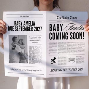 Canva Newspaper Pregnancy Announcement, Large Newspaper Baby ...