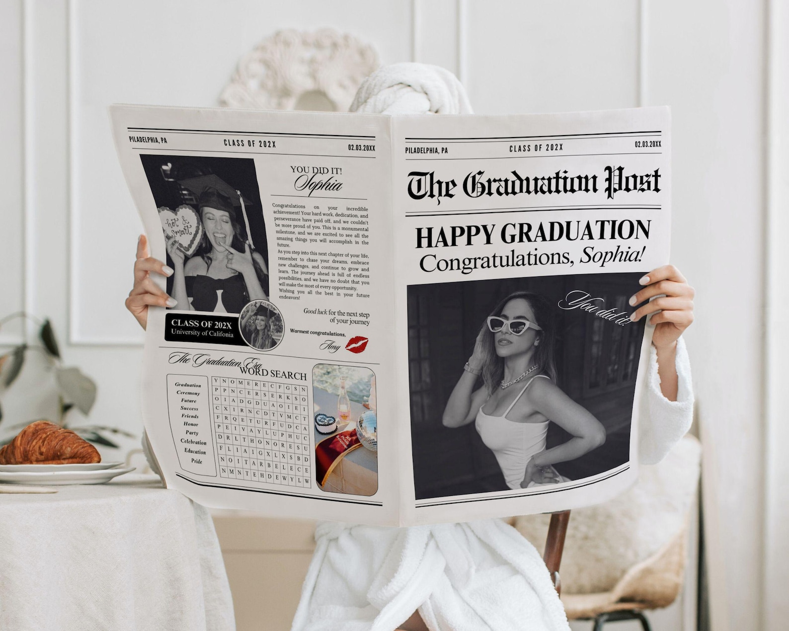 Graduation Newspaper Canva Template, Grad News Paper, Congratulations ...