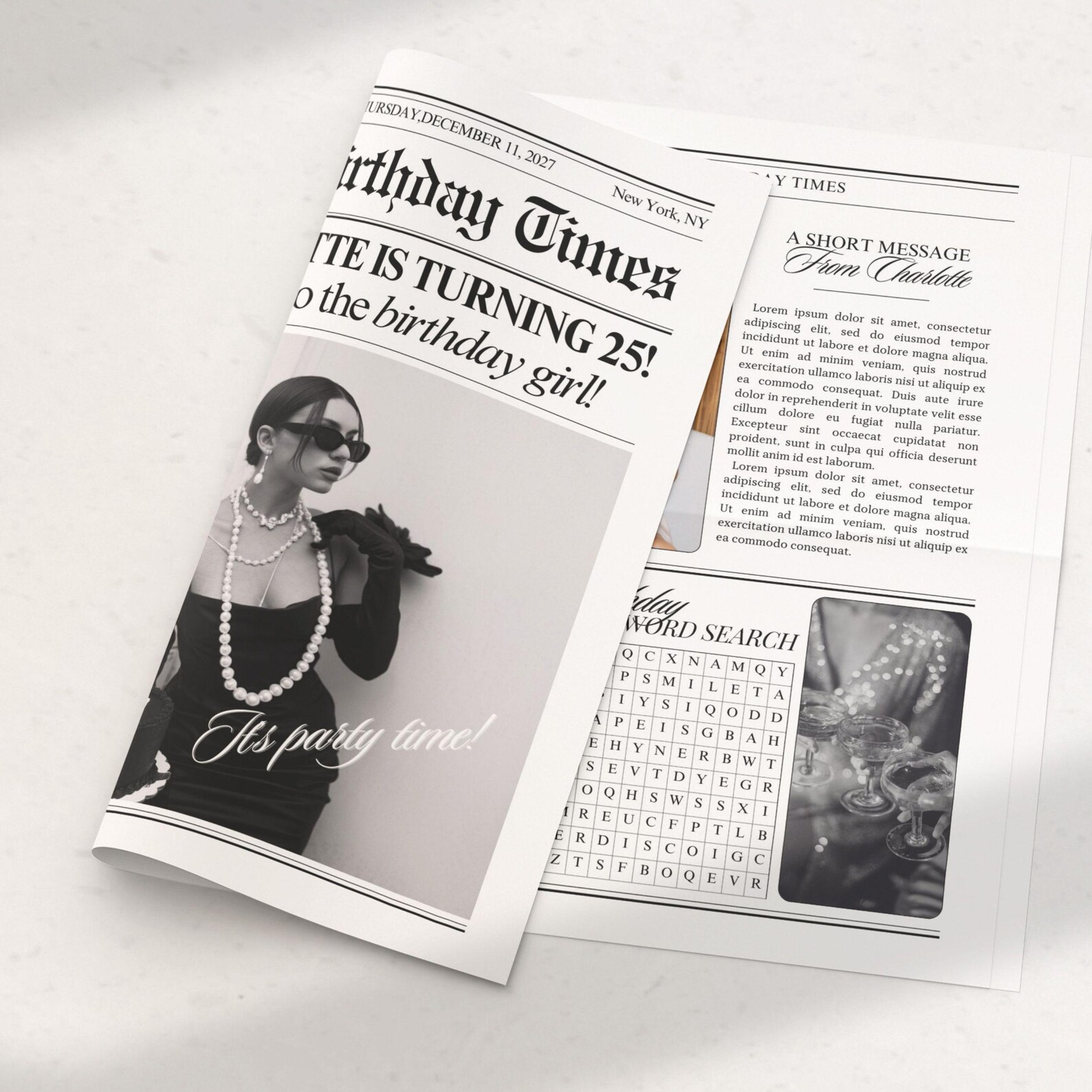 Large Birthday Newspaper Template, Custom Newspaper Prop for Birthday ...