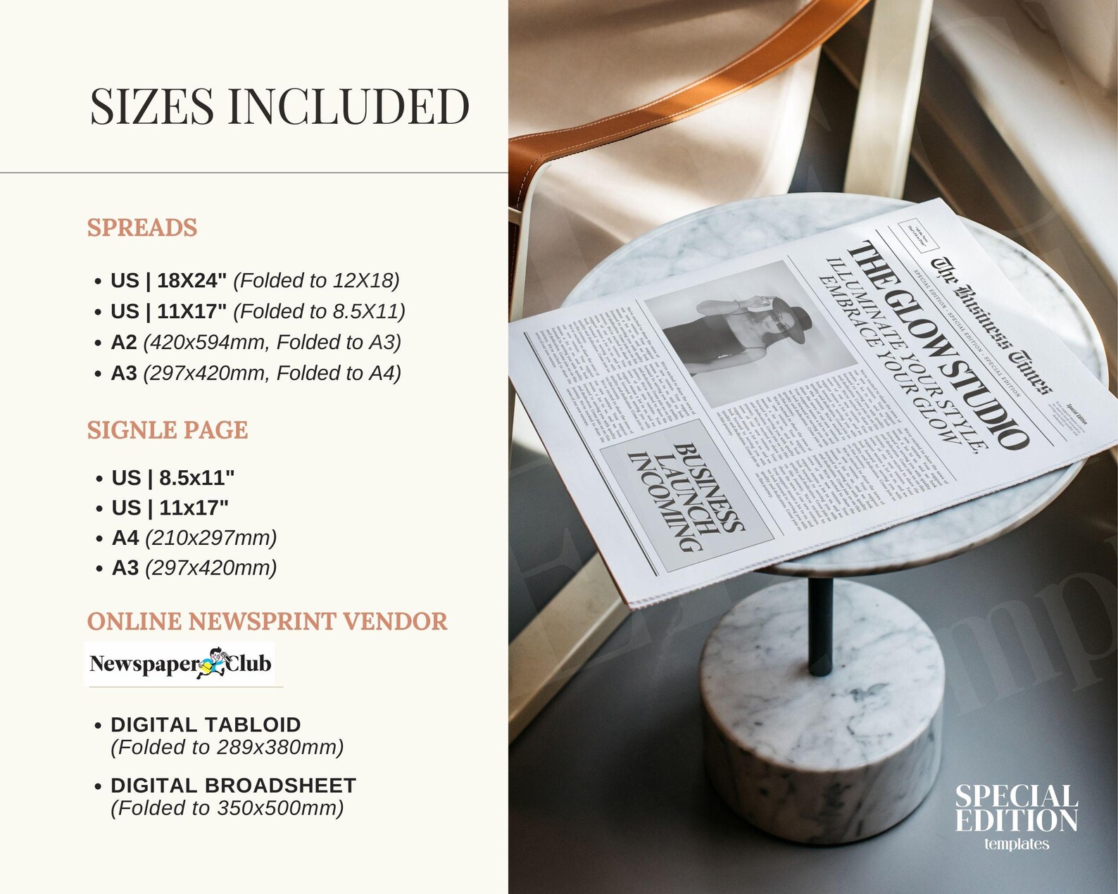 Canva Business Newspaper Template, Custom Newspaper for Photoshoot ...