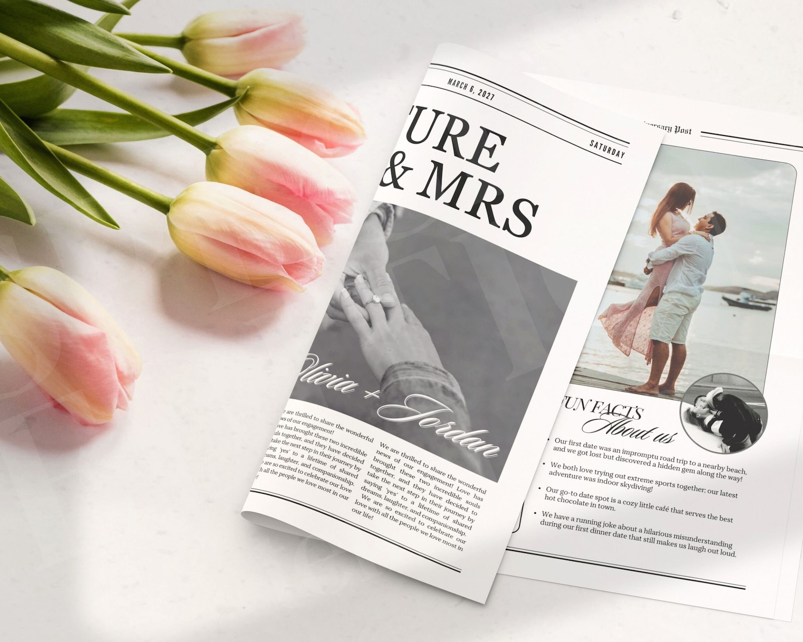Canva Engagement Newspaper Template, Editable Future Ms and Mrs ...