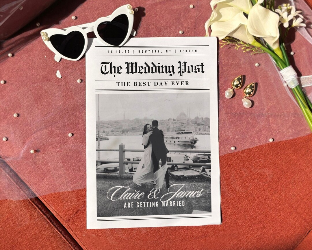 Canva Newspaper Wedding Program, Custom Newspaper Booklet, the Wedding ...
