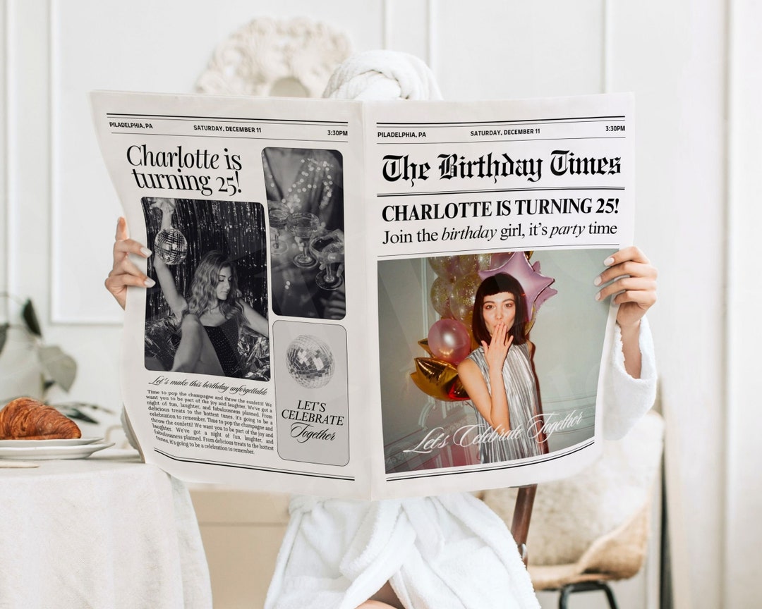 Canva Birthday Newspaper Template, Editable Newspaper Birthday, Large ...