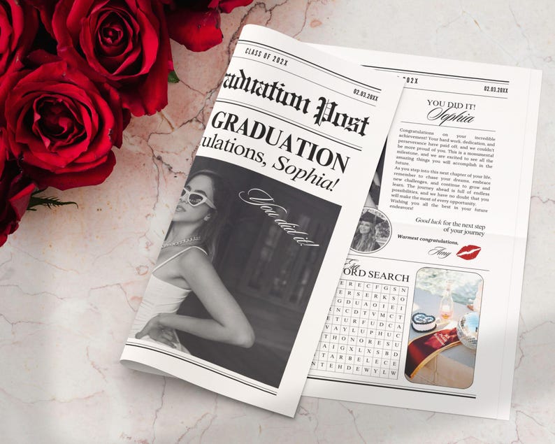 Graduation Newspaper Canva Template, Grad News Paper, Congratulations ...