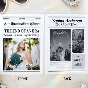 Canva Graduation Newspaper Template, Editable Newspaper Graduate, Large ...
